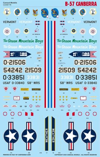 Caracal Models 48178 B-57 Canberra Decals