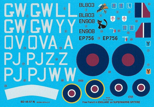 Berna Decals 48057N Supermarine Spitfire Mk.Vb Free French decals