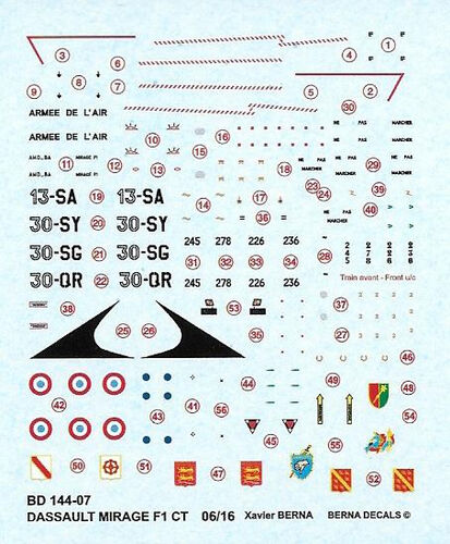 Berna Decals 14407 Dassault Mirage F1 CT (4 schemes)