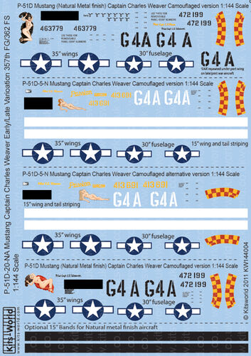Kits World 144004 North American P-51 D Mustang Decal Sheet