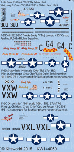 Kits World 144050 North American P-51 D/K and F-6 C/D Mustang Decal Sheet
