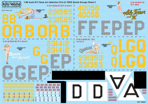 Kits World 148007 Boeing B-17G Flying Fortress Nose Art of the 91st and 100th BG