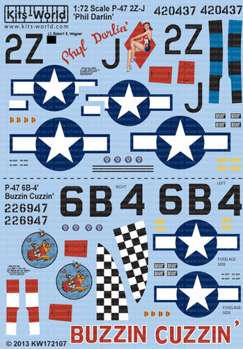 Kits World 172107 Republic P-47 D Thunderbolt Bubbletop ('Phil Darlin' and 'Buzzin Cuzzin')