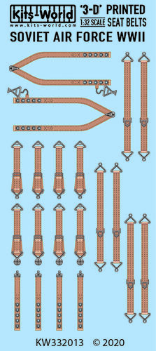 Kits World 3D132013 WWII Soviet Air Force Seat Belts - Yakovlev and Lavochkin Fighters