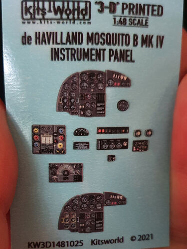Kits World 3D1481025 de Havilland Mosquito B Mk.IV 3D Full colour Instrument Panel (for Revell and Tamiya kits)