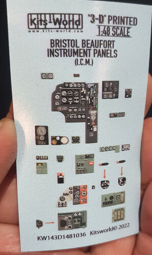 Kits World 3D1481036 Bristol Beaufort Mk.I 3D Full colour Instrument Panels (for ICM kits)