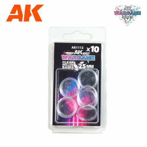 AK-Interactive 1112 CLEAR HOLLOW BASE 25mm - 10 units