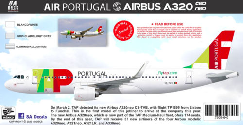 8aDecs 7909-640-144 Tap Airbus A320 Neo-Ceo