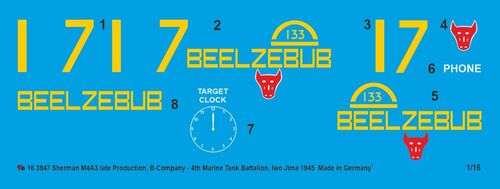 Peddinghaus-Decals 3947 Sherman M4A3 Late Production, B-Comp. 4th Marine Tank Bat., Iwo Jima 1945