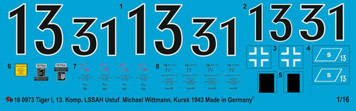 Peddinghaus-Decals 0973 13. Komp. LSSAH Ustuf Michael Wittmann Kursk 1943