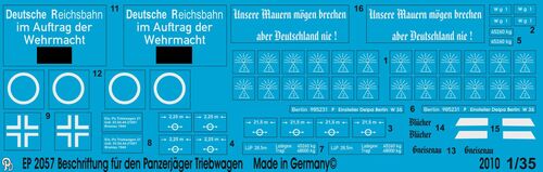 Peddinghaus-Decals 2057 Markings For The Panzerjäger Triebwagen 51 For Trumpeter