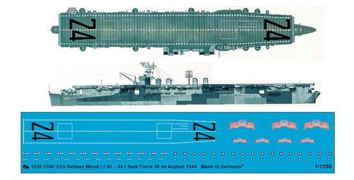 Peddinghaus-Decals 3390 USS Belleau Wood (CVL-24 ) Task Group 38, 4 Of Task Force 38 During August 1944