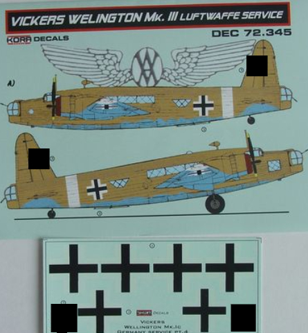 Kora Models Dec72345 Vickers Wellington Mk.III Luftwaffe