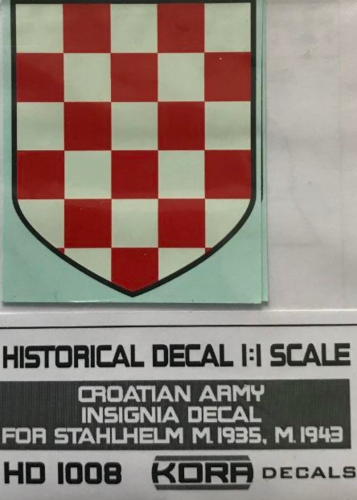 Kora Models HD1008 Helmet decal Croatian Army Insignia (1935, 1943)