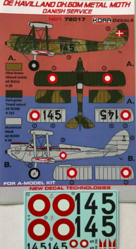 Kora Models NDT72017 De Havilland DH.60M Metal Moth Danish