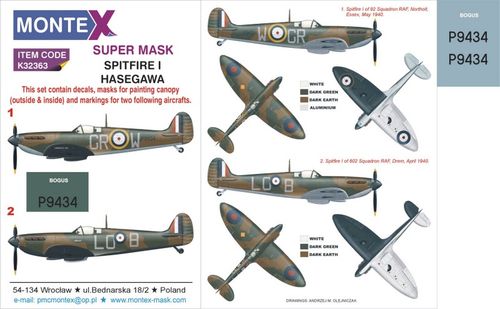Montex K32363 Spitfire I Hasegawa