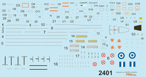 Procal Decals 72-2401 Greek F-16 High Visibility Stencils (for 1 plane)