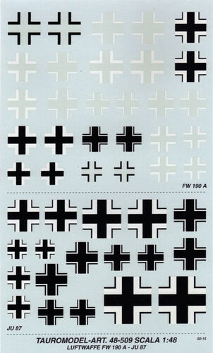 TAURO MODEL 48-509 Fw-190 A and Ju-87 - Luftwaffe Balkenkreuz and Swastikas
