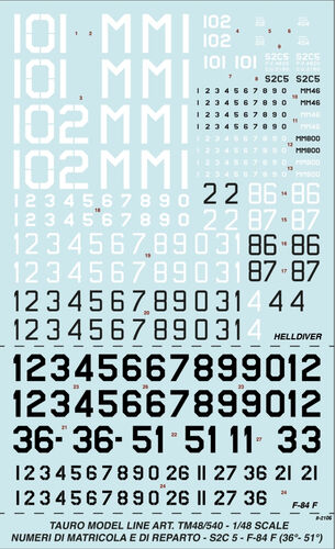 TAURO MODEL 48-540 F-84 F and SB2-C in AMI Service - Serials and Codes (New Version)