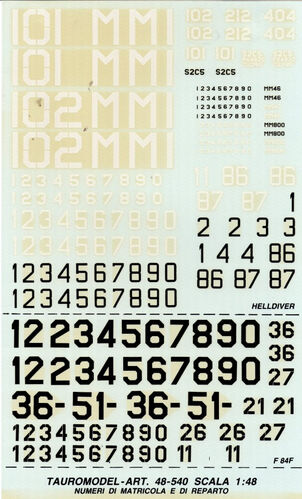 TAURO MODEL 48-540B F-84 F and SB2-C in AMI Service - Serials and Codes (Old Version)