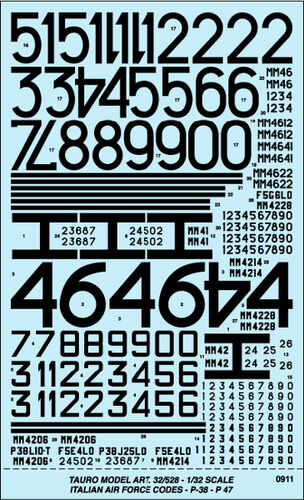 TAURO MODEL 32-528 P-38 and P-47 - Italian Serials and Code