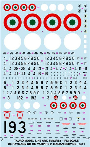 TAURO MODEL 32-552 de Haviland DH-100 Vampire in Italian Service