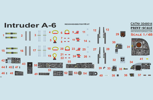 Print Scale 3D48-014 Instrumental Panel Grumman A-6 Intruder (For HobbyBoss)