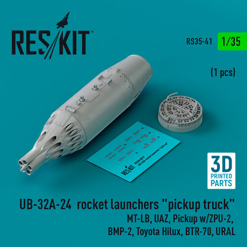 RES/KIT 35-0041 UB-32A-24 Rocket Launchers 'Pickup Truck' (1pc) (MT-LB, UAZ, Pickup w/ZPU-2, BMP-2, Toyota Hilux, BTR-70, URAL) (3D Printed)