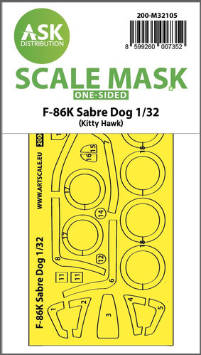 Art Scale Kit M32105 F-86K Sabre Dog - One-Sided Express Fit Mask (For Kitty Hawk)