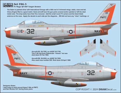 Draw Decal 20-F86-03 North American QF-86 F - Pt Mugu Target Drones