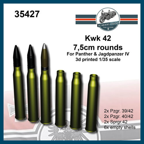 FC ModelTrend 35427 Kwk 42, 7,5cm Rounds For Panther And Jagdpanzer IV