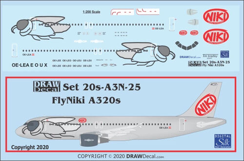 Draw Decal 20-A3N-25 Airbus A320 - FlyNiki