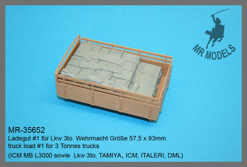 MR Modellbau 35652 Truck Load Set 1 for 3 Tonns Trucks (for L3000 ICM & Opel Blitz Tamiya, ICM and Italeri kits)