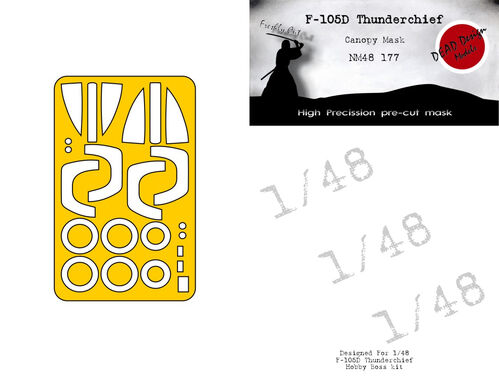 DEAD Design Models NM48177 Republic F-105 D Thunderchief - wheels and canopy frame paint mask (outside only) (for Hobby Boss kits)
