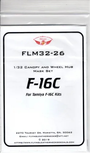 Flying Leathernecks M32-26 Lockheed-Martin F-16 C - canopy and wheel hub paint mask (for Tamiya kits)