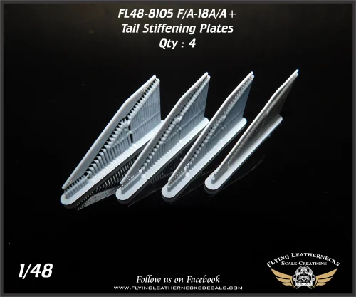 Flying Leathernecks 48-8105 Boeing F/A-18A/A+ Hornet - Tail Stiffening Plates 3D-Printed (4 pcs)