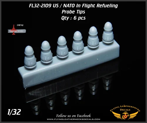 Flying Leathernecks 32-2109 US/NATO Inflight Refuelling Probe Tips - 3D printed (6 pcs)