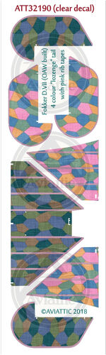 Aviattic ATT32190 Fokker D.VII (OAW built) - 4 colour 'lozenge' tail with pink rib tapes