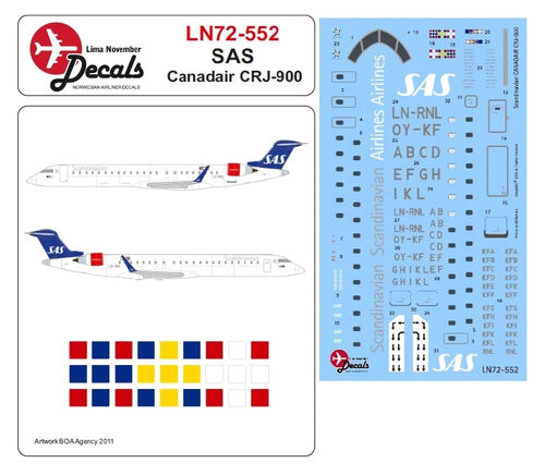 Lima November Decals 72-552 Canadair/Bombadier CRJ900 - SAS Scheme