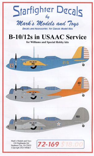 Starfighter Decals 72169 Martin B-10 and B-12 in USAAC Service