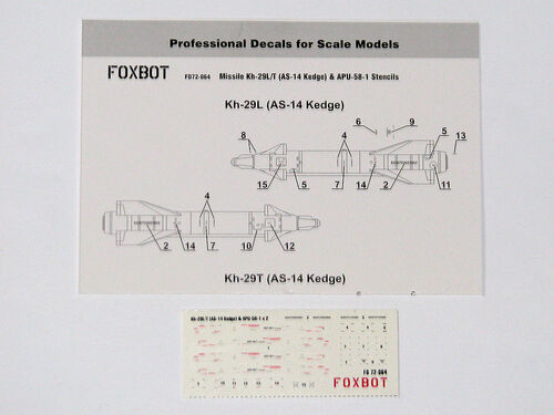 FOXBOT 72-064 Stencils For Missile Kh-29L/T (AS-14 Kedge) And APU-58-1