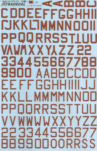 Xtradecal 72212 RAF WWII letters and numbers 36' high x 6' and 4.5' strokes - Dull Red
