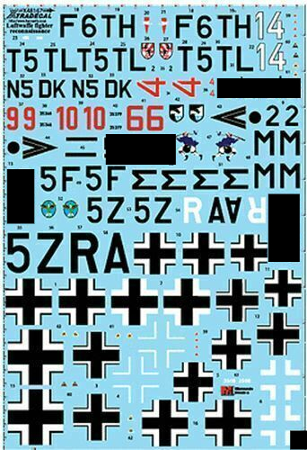 Xtradecal 48167 Luftwaffe Reconnaissance Fighters - Me-109 F/G, Me-110 D/E and Fw-190 A (10 schemes)