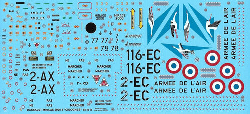 Berna Decals 32069 Dassault Mirage 2000-5F 'Cigognes' (Storks) (3 schemes)