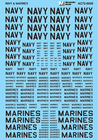 Microscale 48029 US Navy And US Marines Assorted Size Words - Black