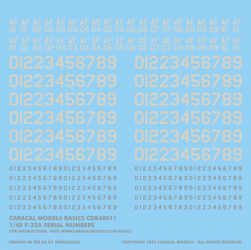 Caracal Models B48011 Lockheed-Martin F-22 A Serial Numbers