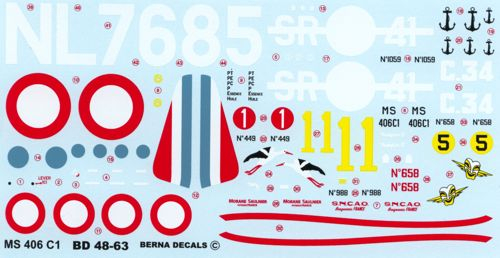 Berna Decals 48063 Morane-Saulnier MS.406C1 Decals
