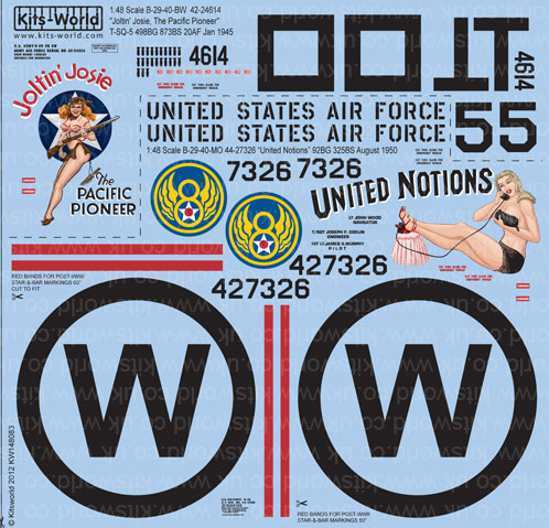 Kits World 148083 Boeing B-29 A ("Joltin' Josie, The Pacific Pioneer" and “United Notions” )