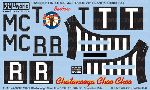 Kits World 132033 North American P-51D Mustang ('Chattanooga Choo Choo' / 'Sneebo')