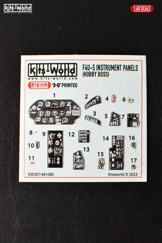Kits World 3D1481080 Vought F4U-5 Corsair 3D Colour Interior Cockpit Set (for Hobby Boss kits)